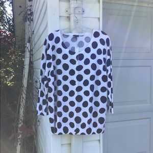 Talbots | Sweaters | Nwt Talbots White Fun Navy Dots Charming Cardigan ...